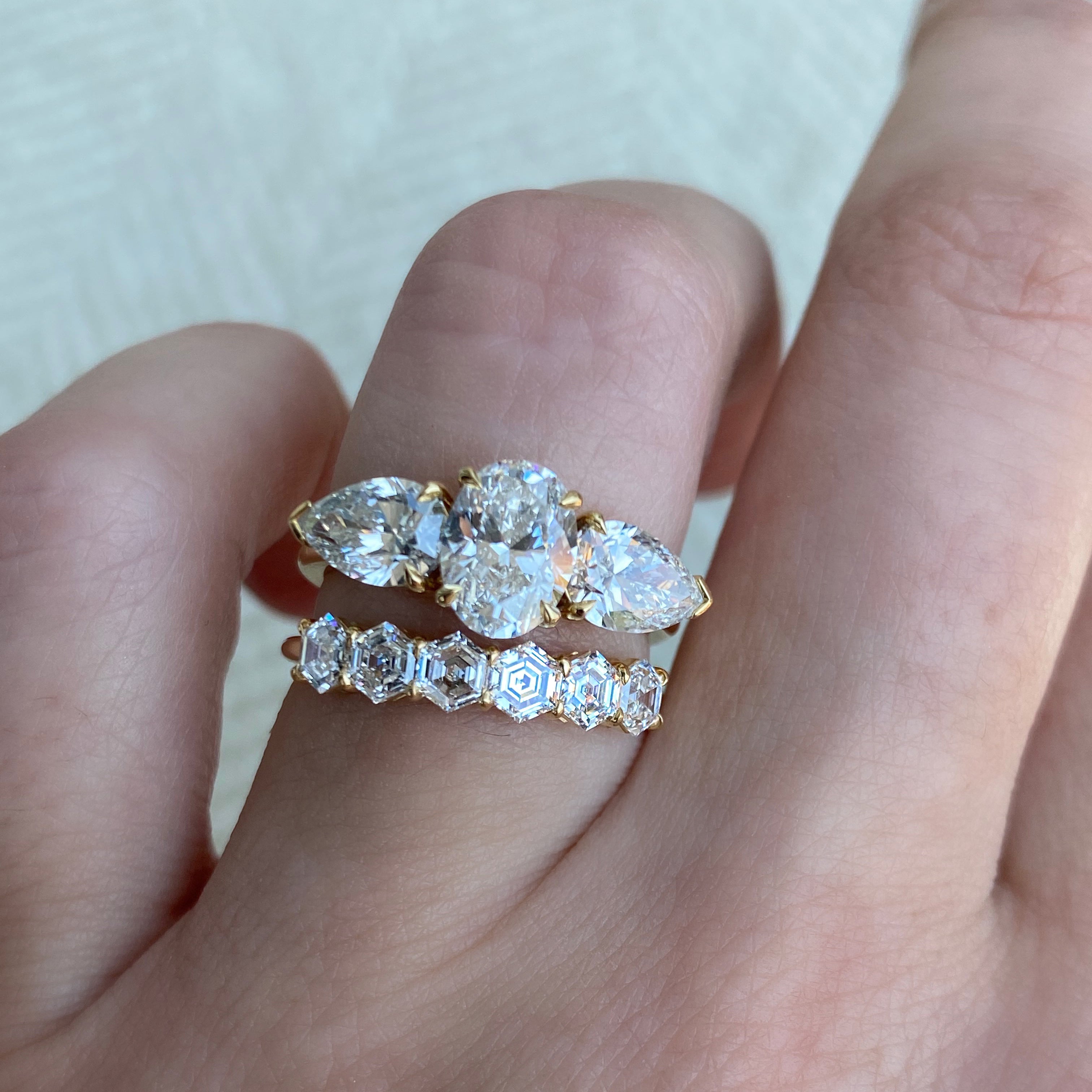 Hexagon Band Ring K Kane Jewelry Platinum Full .10ct